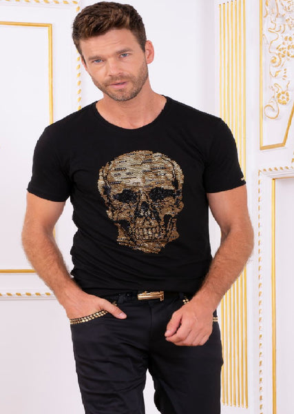 Black Gold Skull Rhinestone Tee – MONDO Menswear