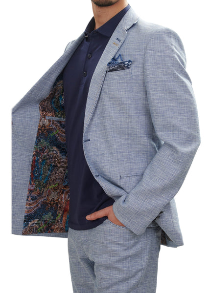 Blue Faded Plaid Linen-Blend Suit – MONDO Menswear