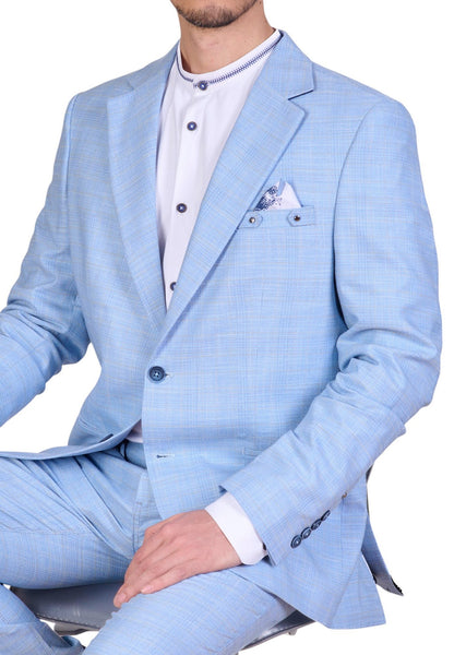 Blue Plaid Studded Cotton Suit – MONDO Menswear
