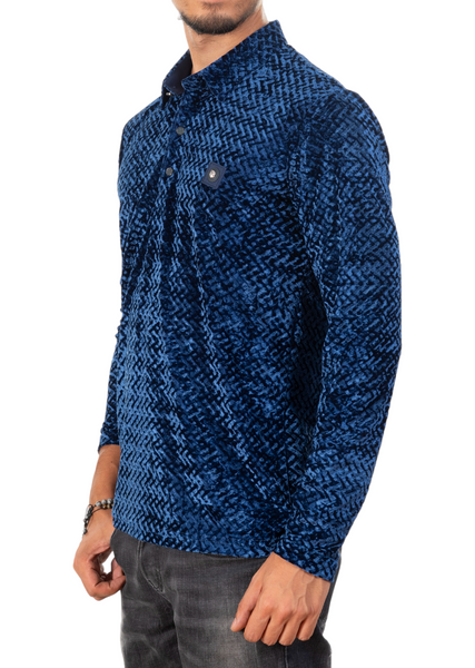 Navy Blue Diamond Velour Polo – MONDO Menswear