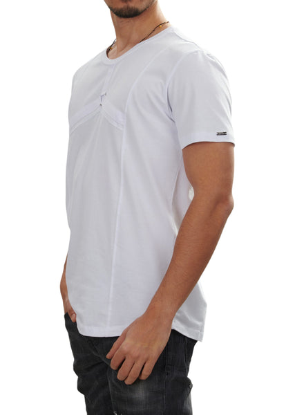 White Front Panel Buckle Tee – MONDO Menswear