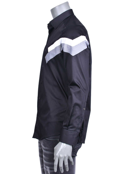 Black Two-Tone Panel Shirt – MONDO Menswear